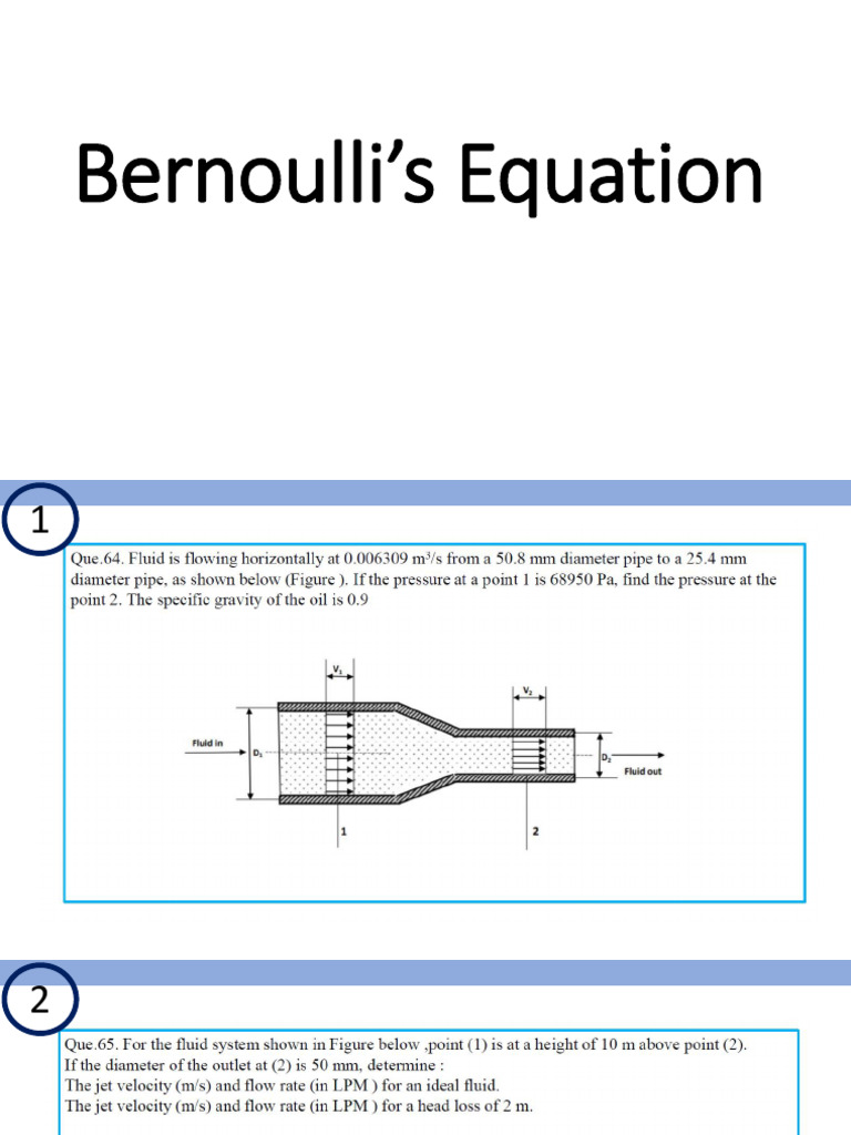 Bernoullis Equation POONIAPDF | PDF | Fluid Dynamics | Mechanics