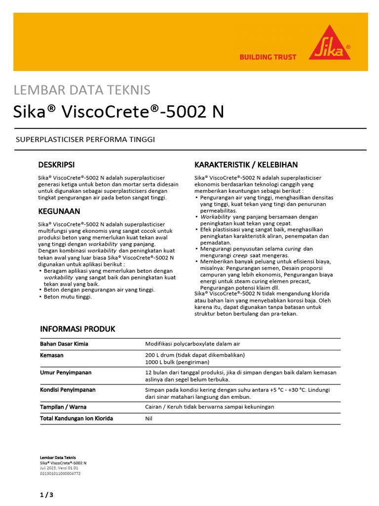 Sika Viscocrete 5002n | PDF