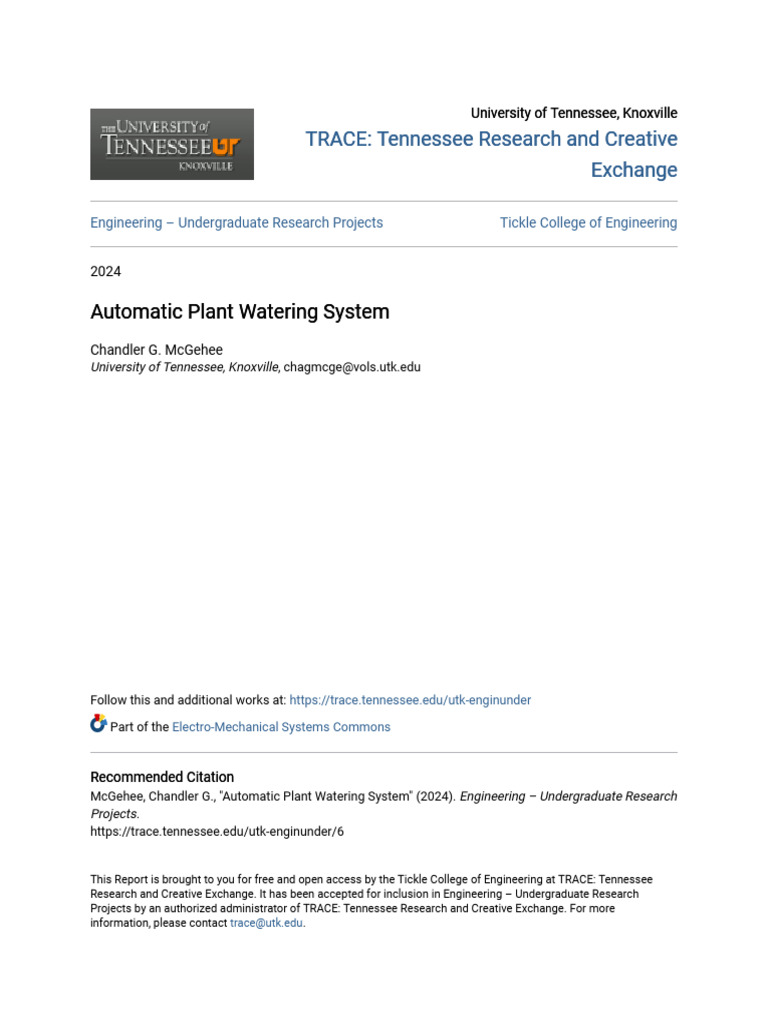 Automatic Plant Watering System Design | PDF | Electrical Engineering ...
