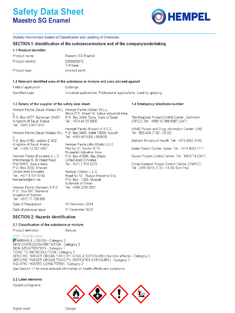 Hempel Maestro SG Enamel 52080 | PDF