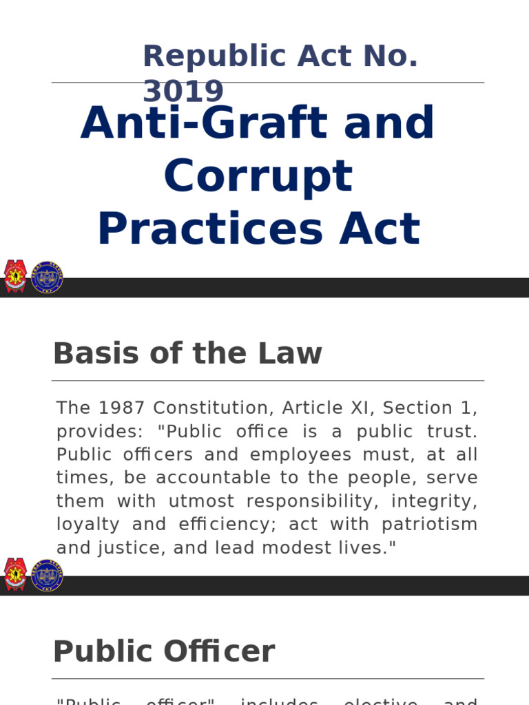 Anti Graft and Corruption Act RA 3019 | PDF | Government | Common Law