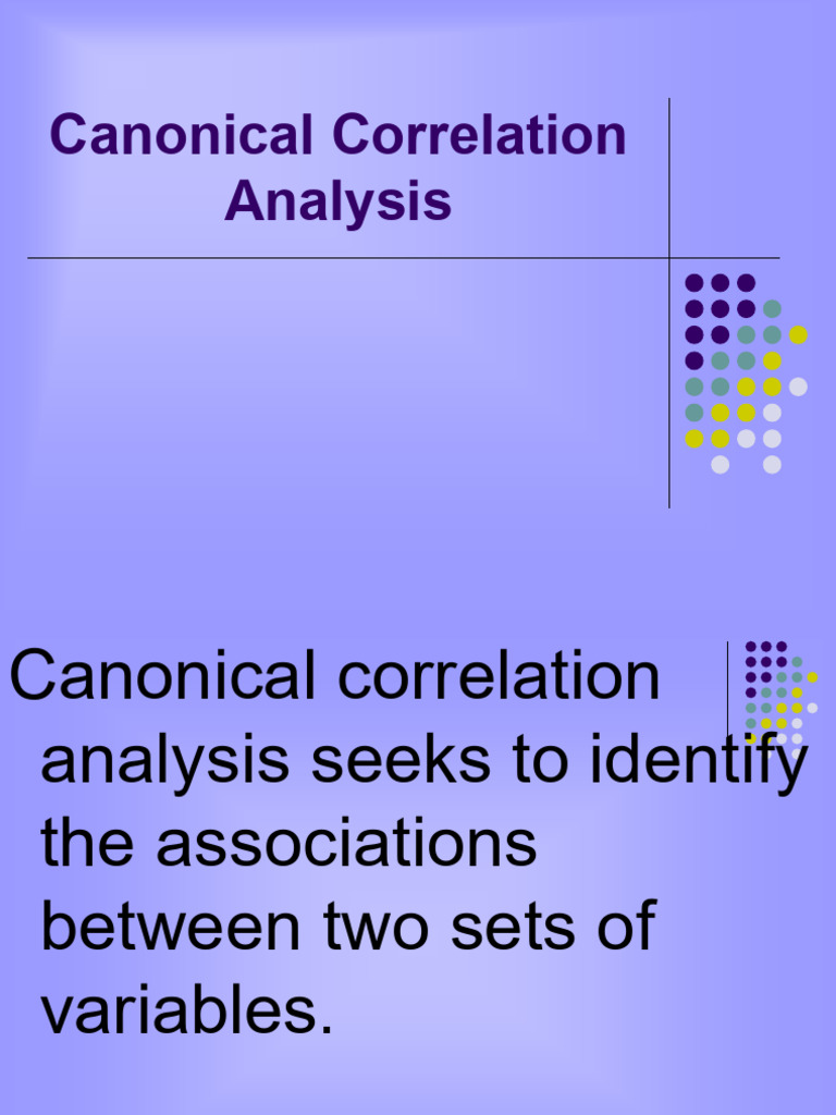 CCA - Canonical Correlation Analysis | PDF