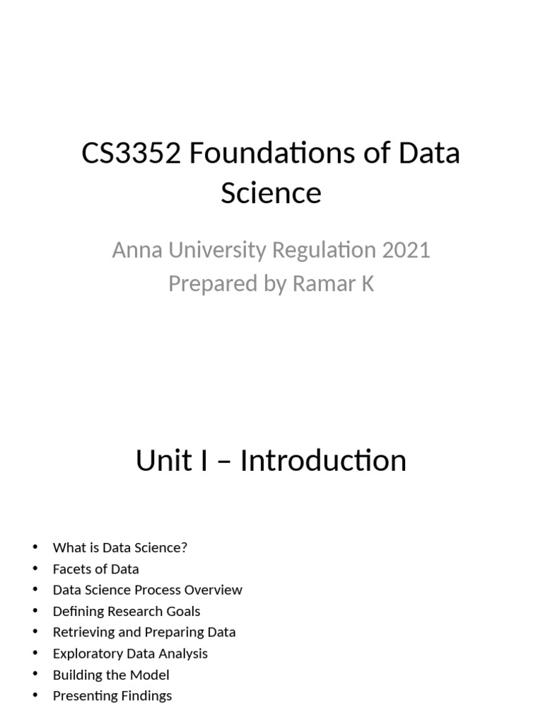 FDS Unit I Presentation | PDF