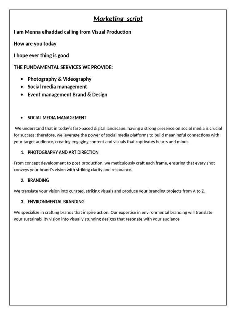 Marketing Script | PDF