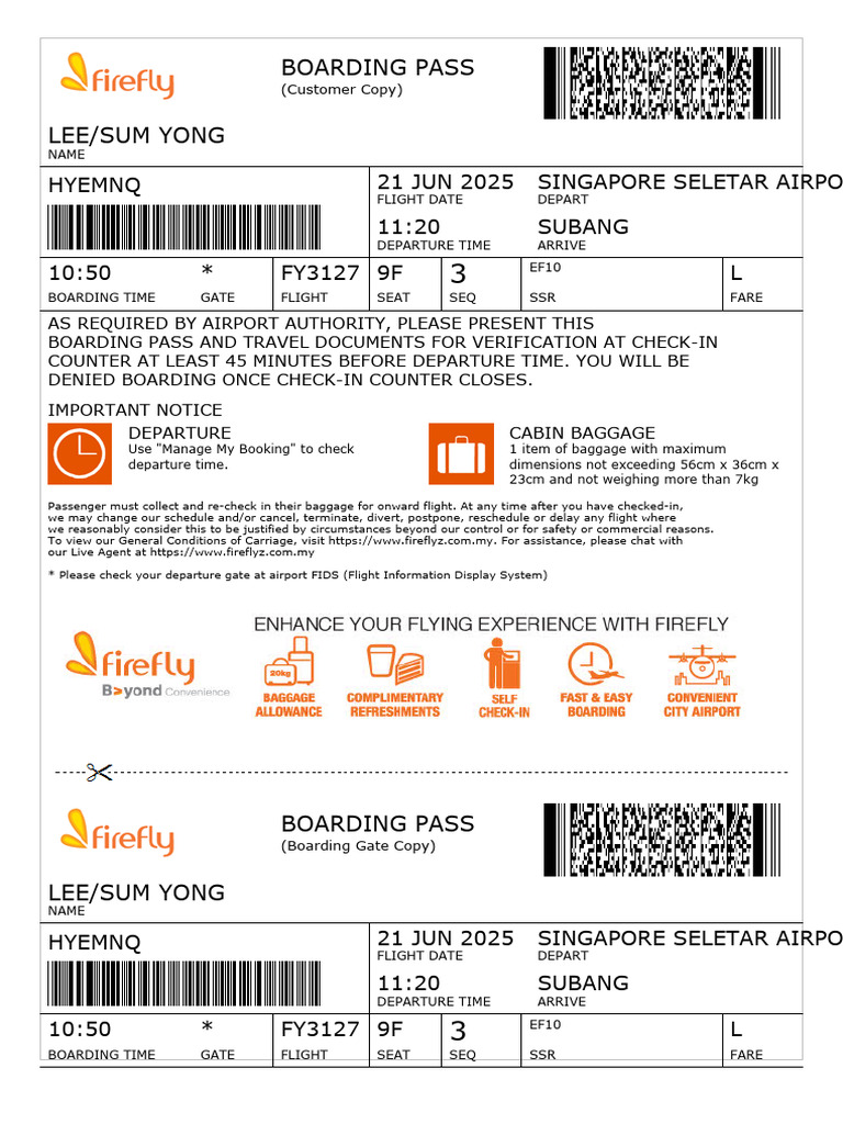 Firefly Boarding Pass Instructions | PDF | Transport | Aviation