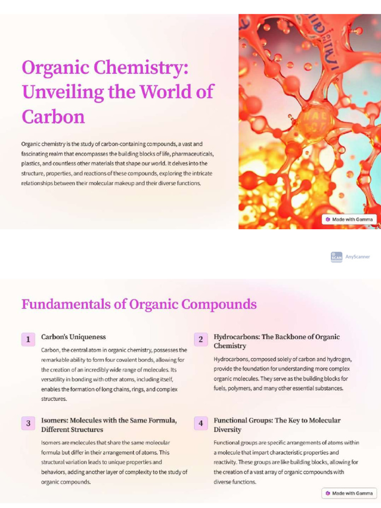Organic Chemistry Unveiling The World of Carbon | PDF