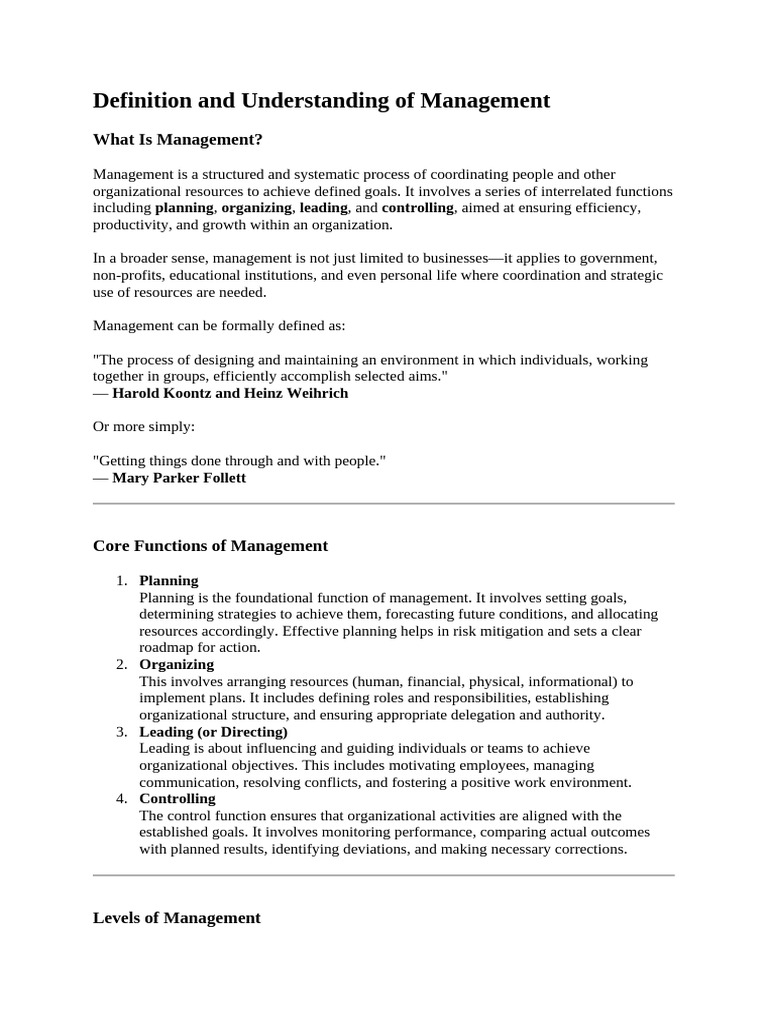 Definition of Management | PDF | Business | Organizational Behavior
