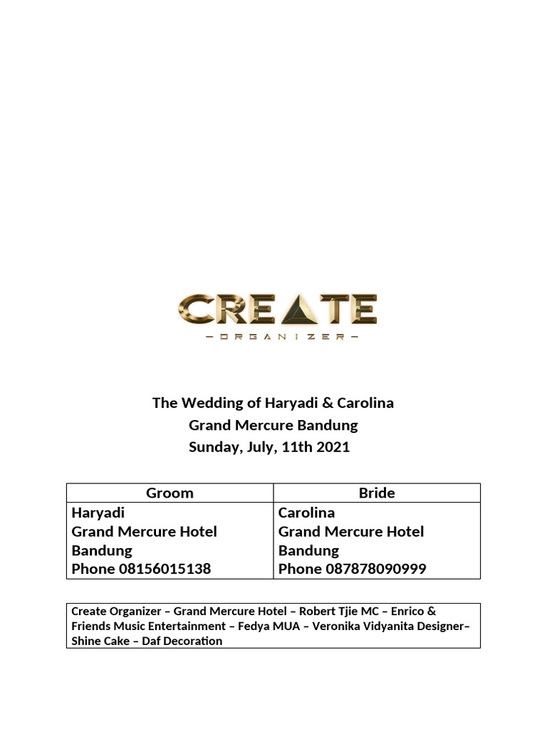 Rundown Wedding of H&C Rev 1 | PDF