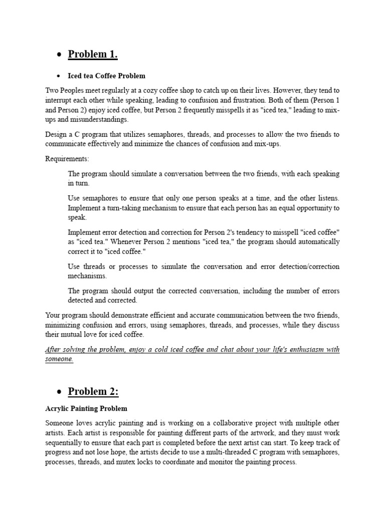 Miniproject CSE325 Sample Problem | PDF | Thread (Computing) | Concurrency (Computer Science)