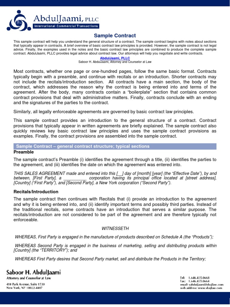 Sample Contract | PDF