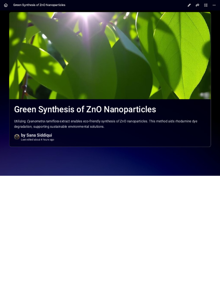 Green Synthesis of ZnO Nanoparticles - Gamma | PDF | Nanoparticle ...