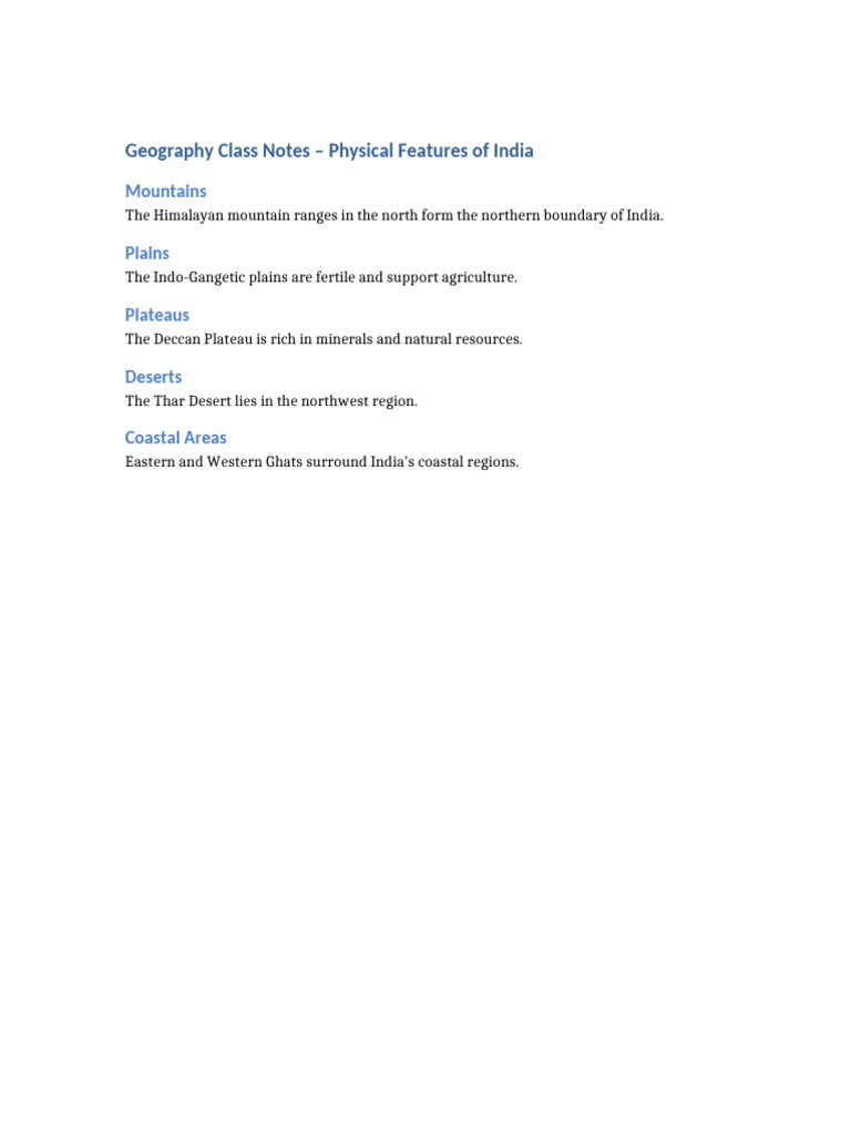 Physical Features of India | PDF