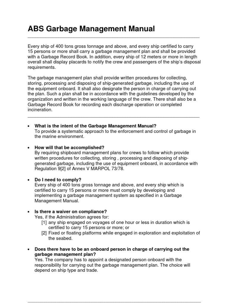 Garbage Management Manual | PDF | Municipal Solid Waste | Waste