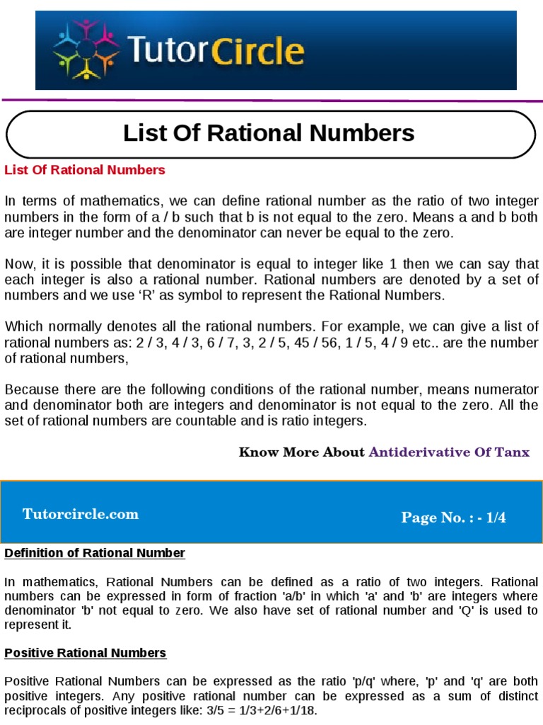 List of Rational Numbers | PDF | Rational Number | Fraction (Mathematics)