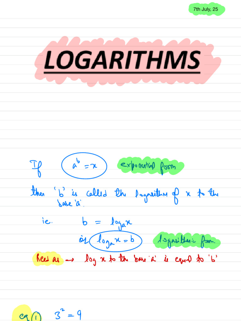 Concepts of Logarithms | PDF
