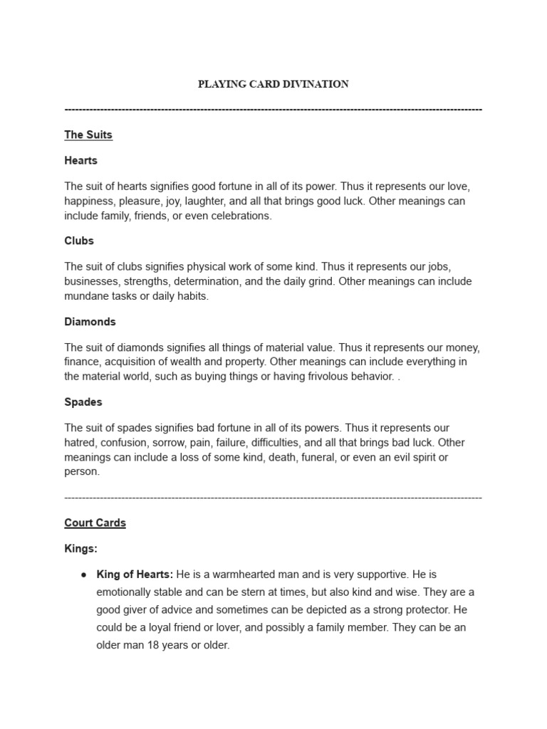 Playing Card Divination | PDF | Happiness | Love