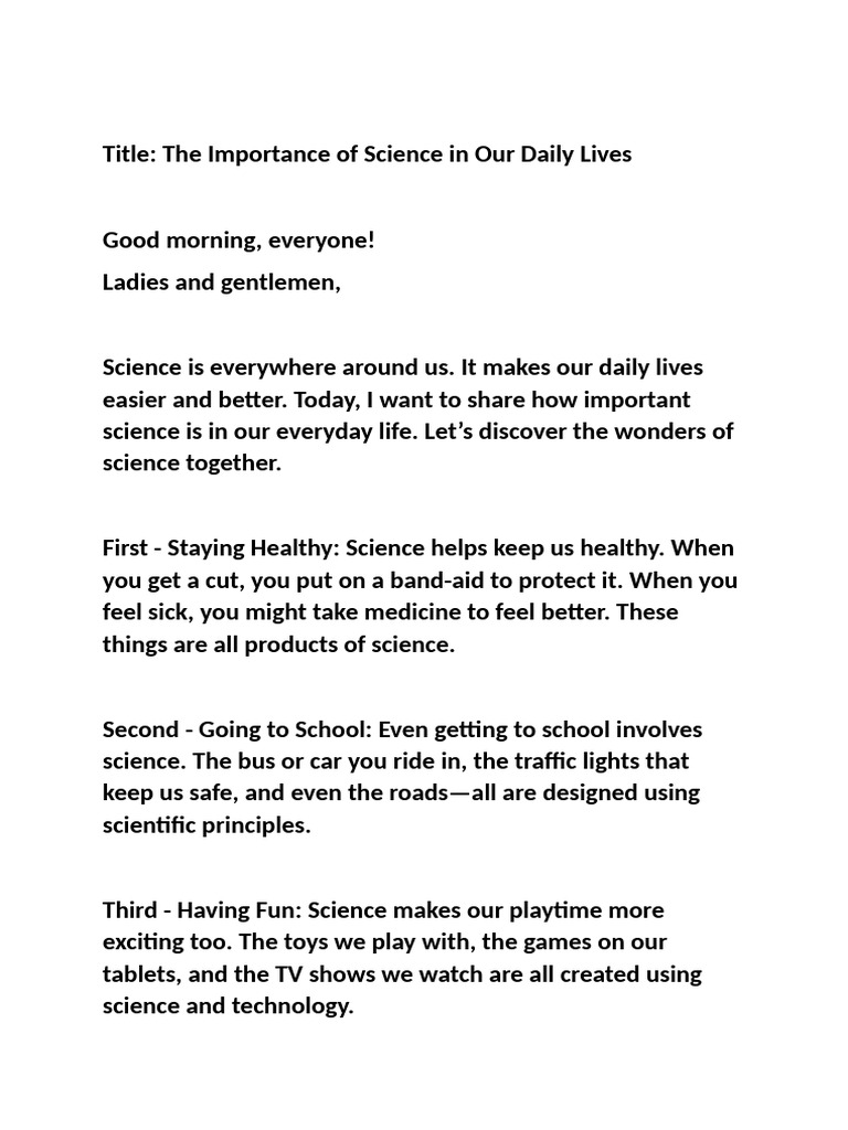 The Importance of Science in Daily Life | PDF