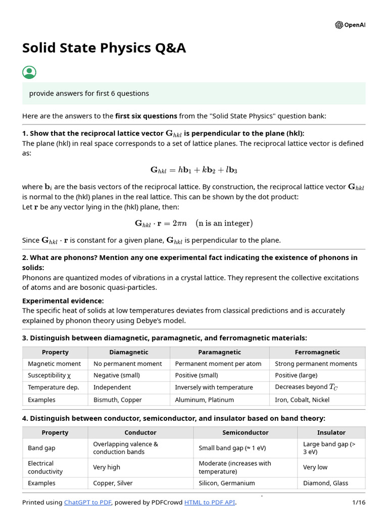 Solid State Physics Q&A: Key Concepts | PDF | Dielectric | Ferroelectricity