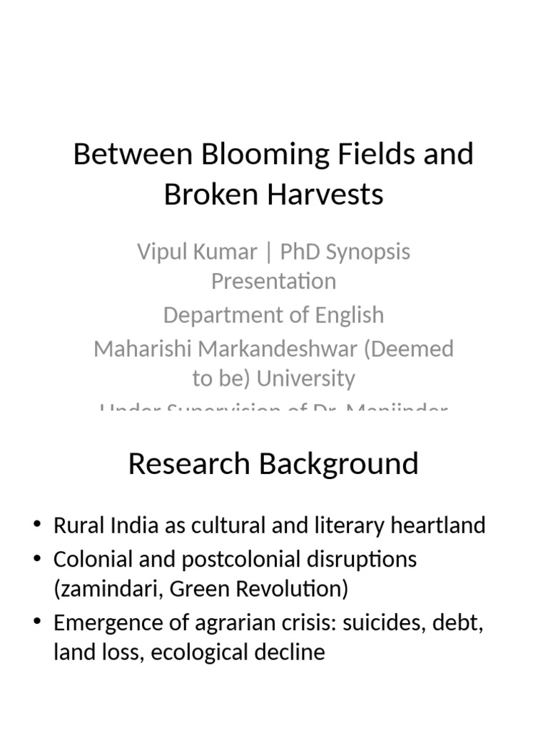 PHD Synopsis Presentation Vipul Kumar | PDF | Liberal Arts Education