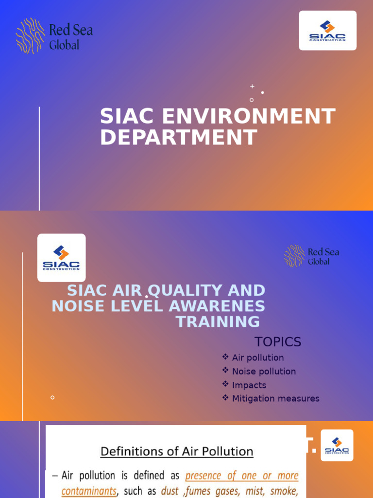 Air Quality and Noise Level Awareness Training | PDF