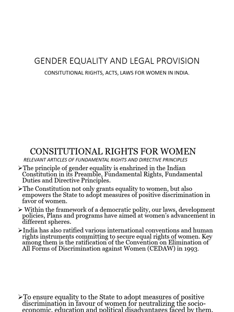 Gender Equality Laws for Women in India | PDF | Women's Rights ...