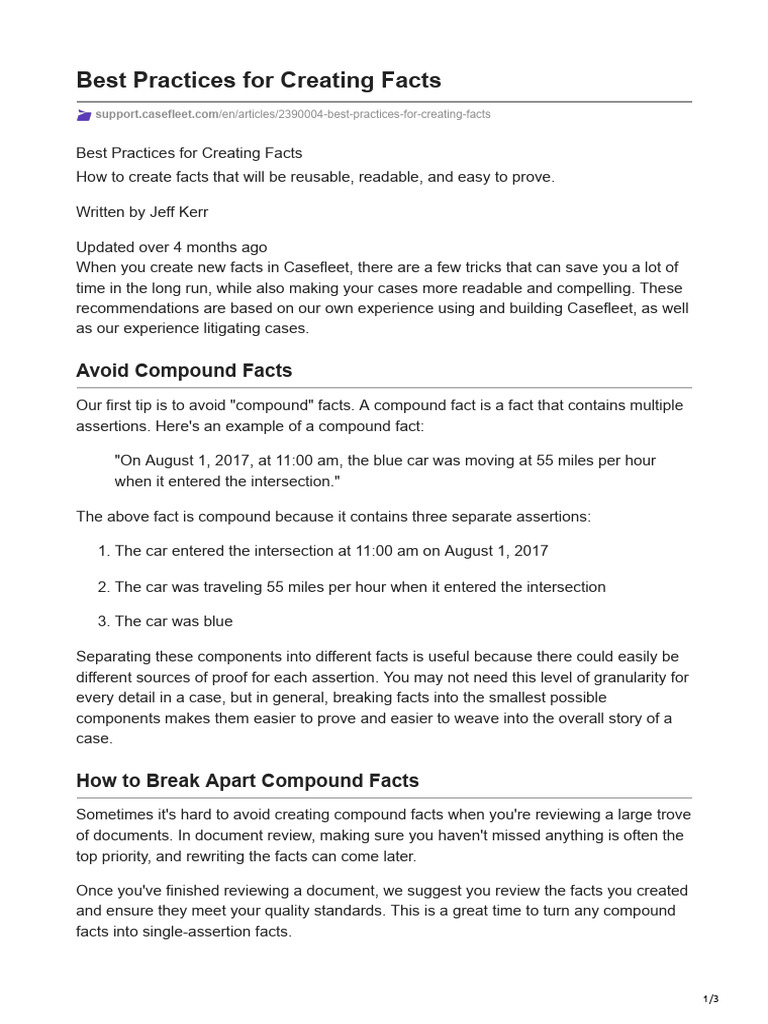 Best Practices for Fact Development | PDF