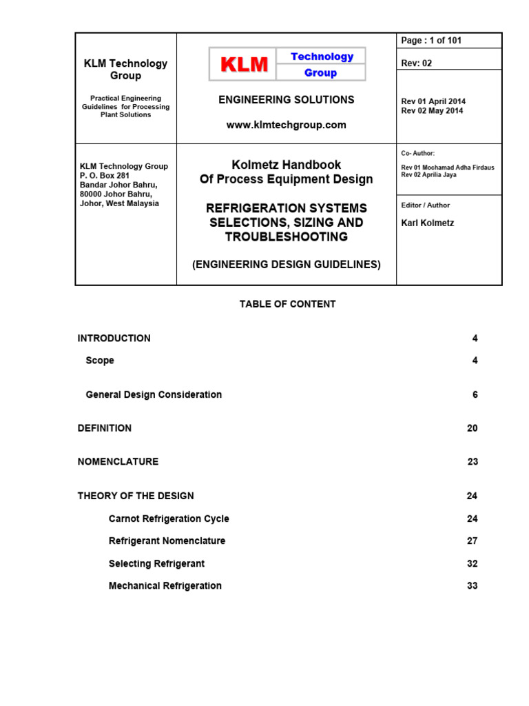 Engineering Design Guidelines Refrigeration Systems Rev2.1web | PDF | Refrigeration | Applied ...