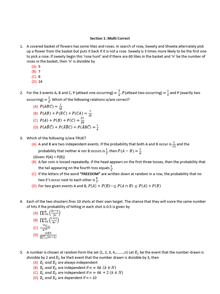 Probability Adv DPP Solution | PDF | Chess Theory | Chess