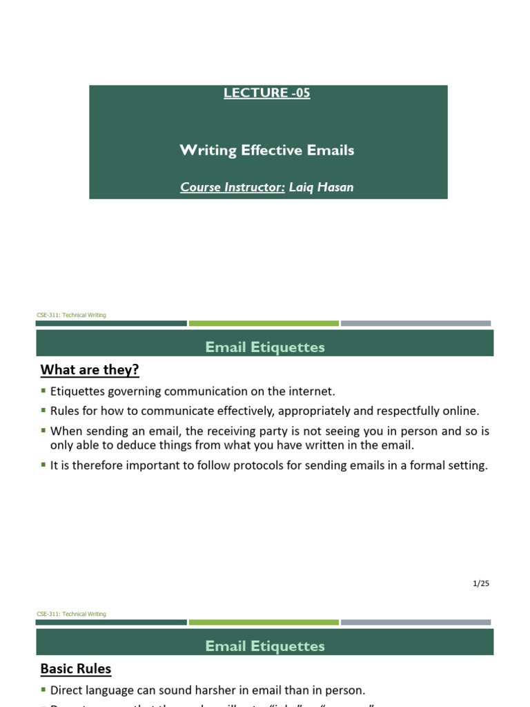 Lec 05 - Writing Effective Emails | PDF | Human Communication | Communication