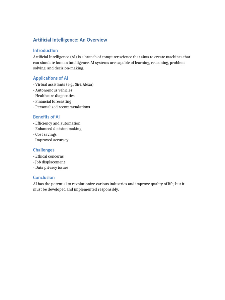 Artificial Intelligence Overview | PDF