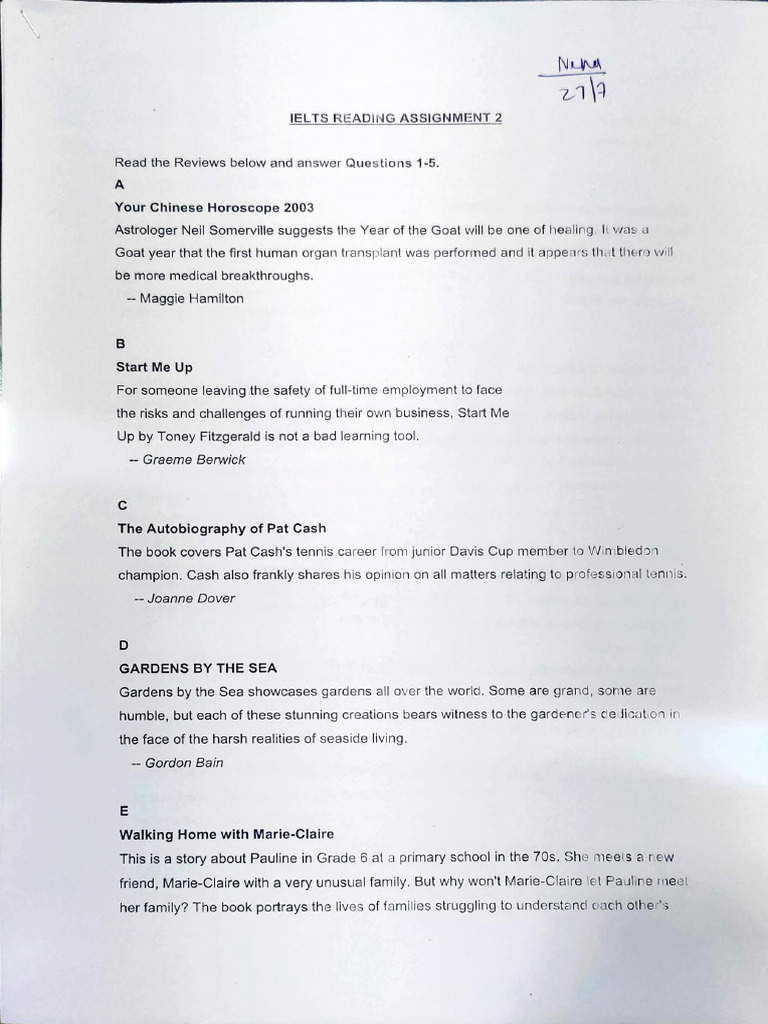 Ielts Reading Assignment 2 | PDF