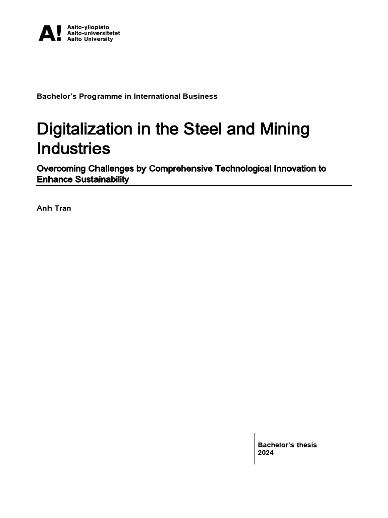 Tran (2024) - Digitalization in The Steel and Mining Industries | PDF ...