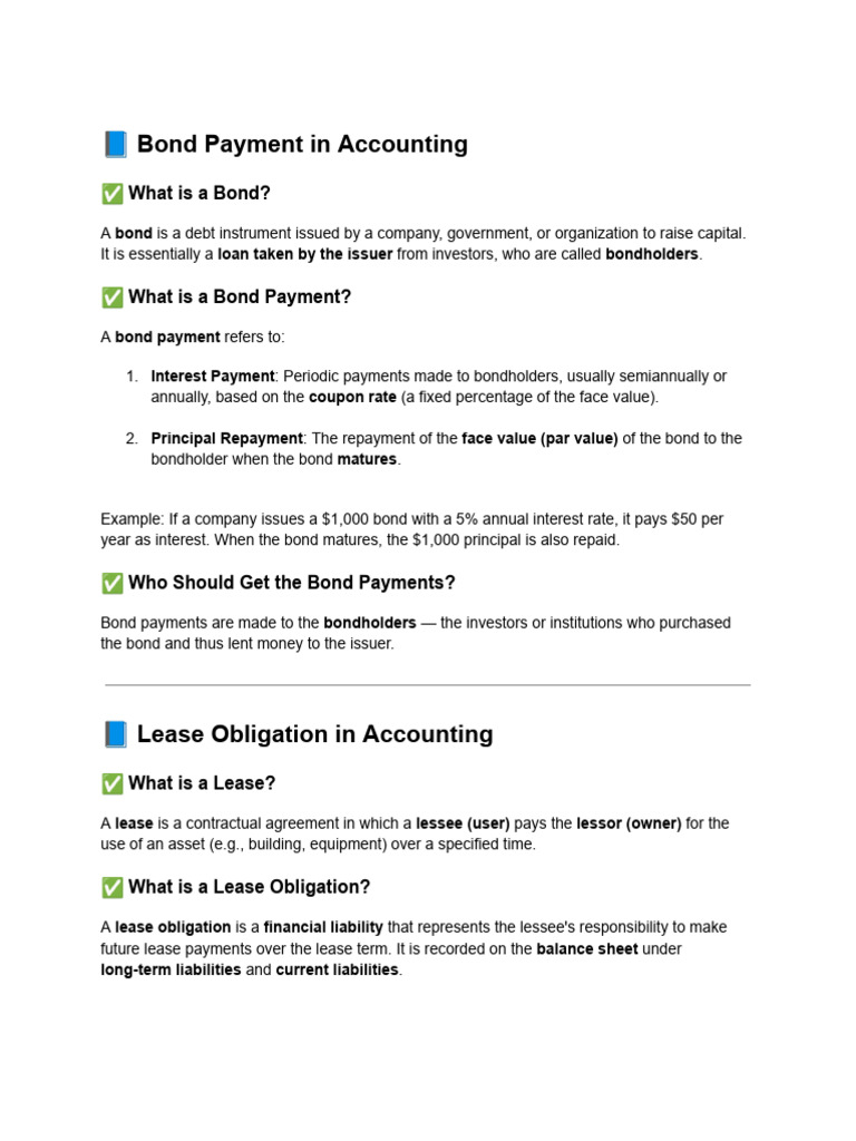 Bond Payments vs. Lease Obligations | PDF