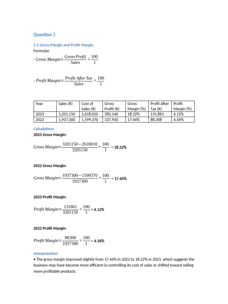 Case Study - Business Financial Planning | PDF | Gross Margin | Income ...