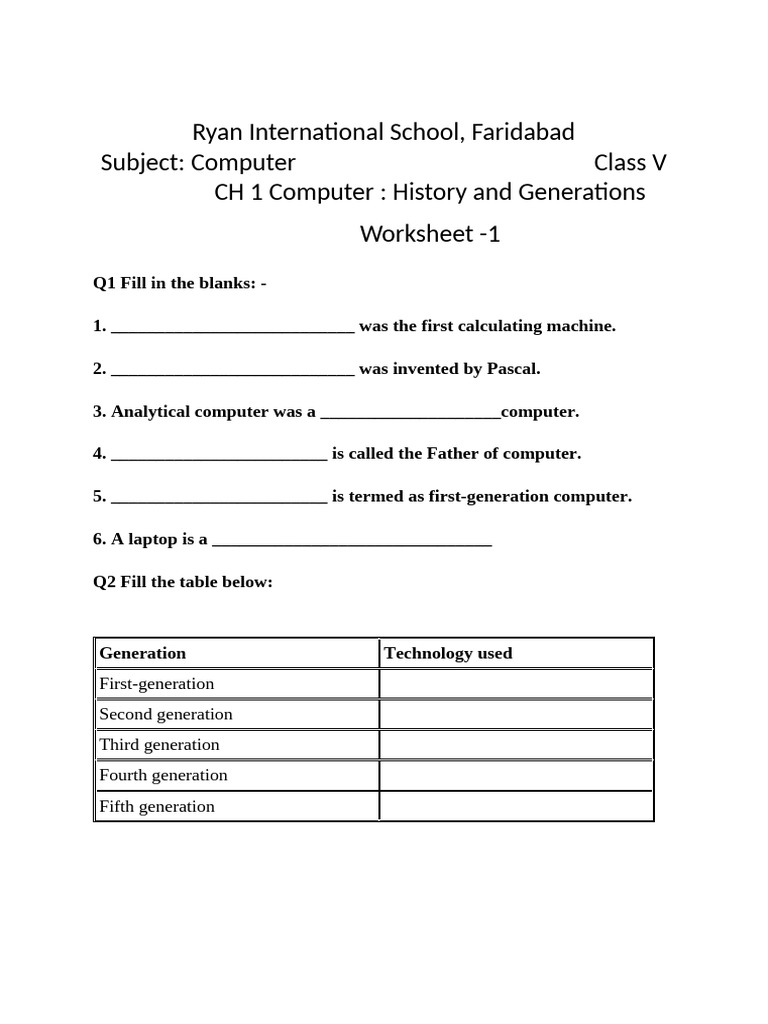 Class 5 CH 1 w1 | PDF