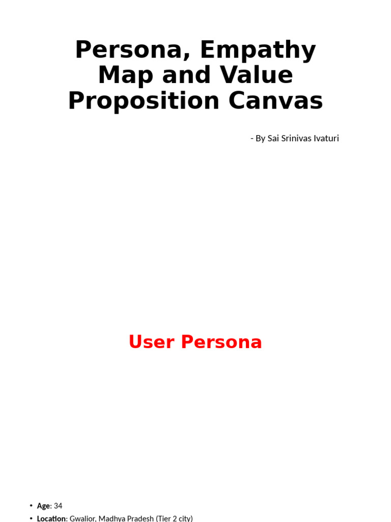 Persona - Empathy Mapping - Value Proposition | PDF | Cost Of Living