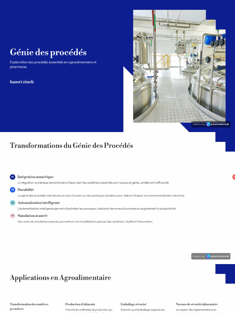 Génie Des Procédés D'agroalimentaire Et Pharmaceutique | PDF