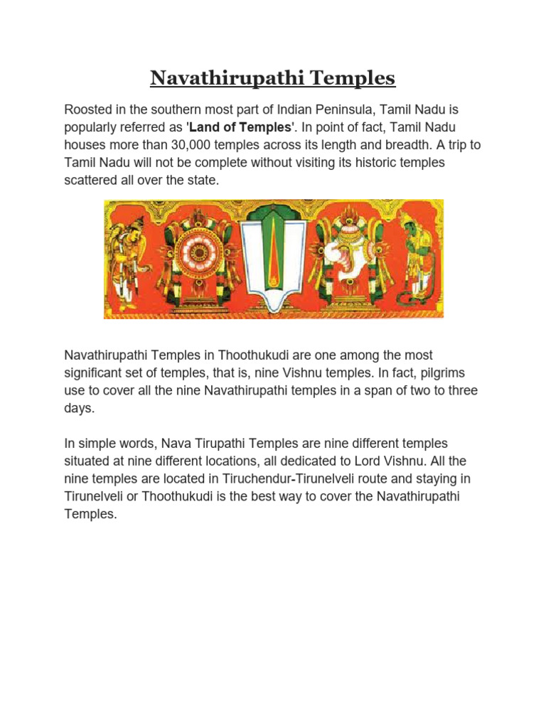 Navathirupathi Temples Overview | PDF | Vishnu | Hindu Deities