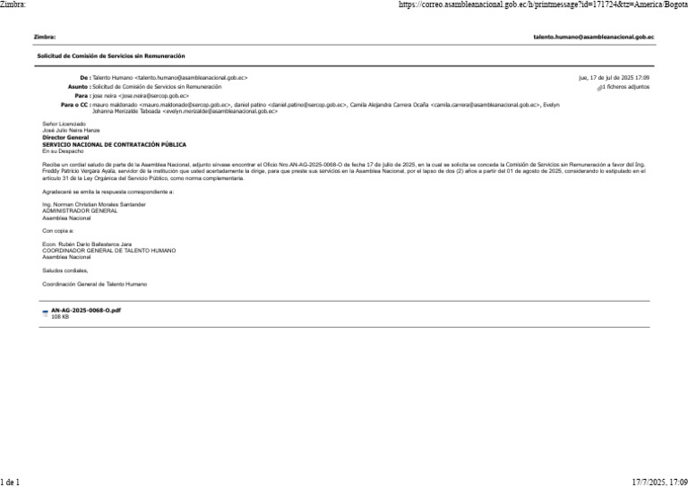 Zimbra - OFICIO 068 | PDF