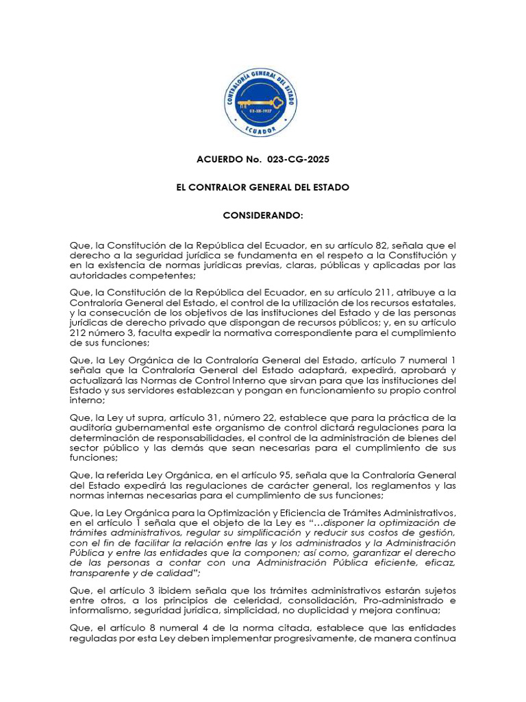 Normas de Control Interno 2025 | PDF | Estado (política) | Gobierno