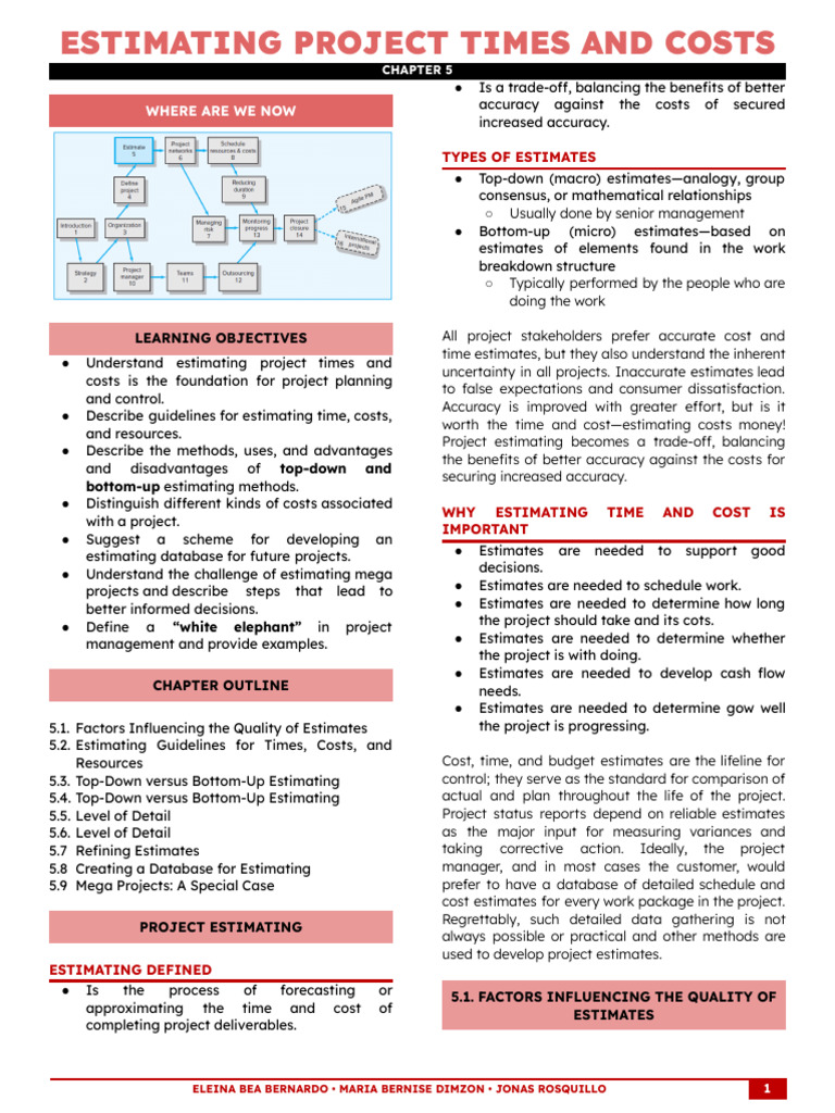 Estimating Project Times and Costs | PDF | Forecasting | Project Management