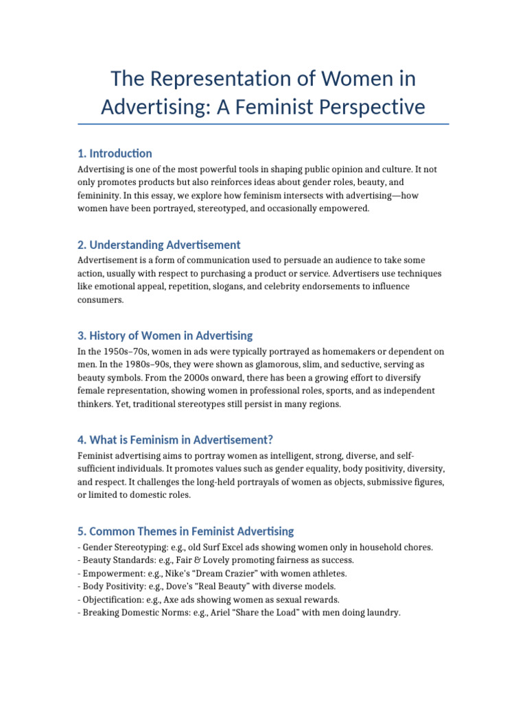 Feminism in Advertising Full Assignment | PDF | Gender Studies | Feminism