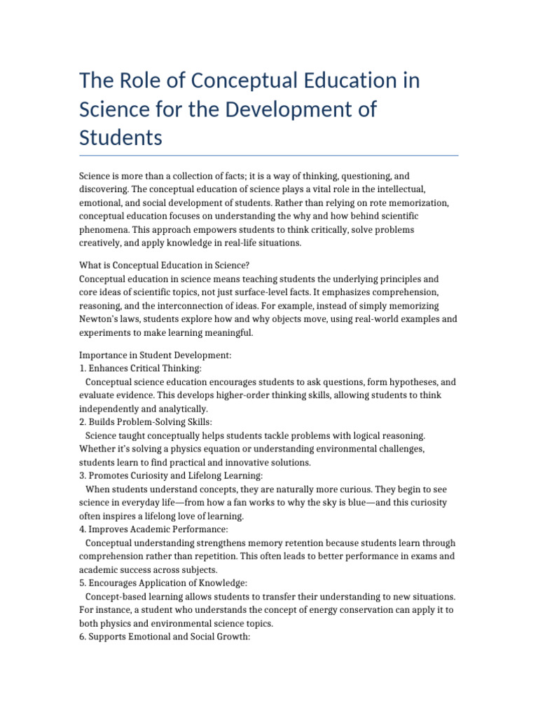 Conceptual Education in Science Essay | PDF | Science | Learning