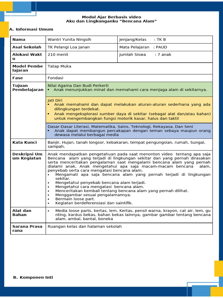 Modul Ajar Tema Bencana Alam | PDF