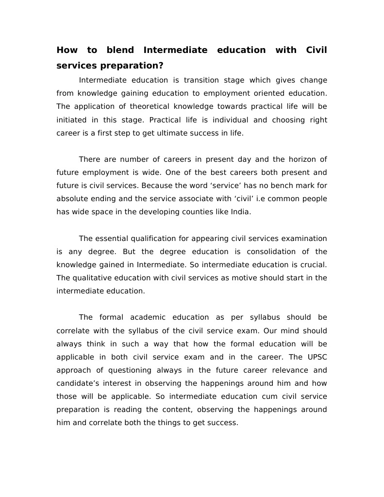 Blending Intermediate Education with Civil Services | PDF