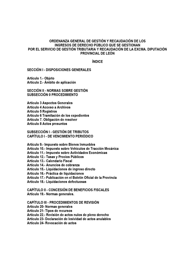 Ordenanza General de Recaudacion | PDF | Impuestos | Pagos
