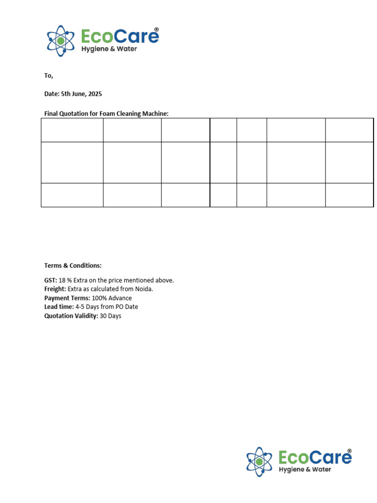 Quotation - Hotel JPS Palm | PDF