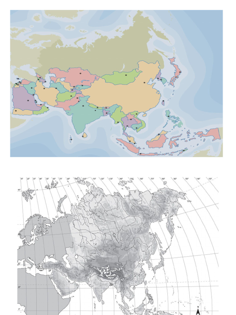 Mapa Político y Físico Mudo de Asia para Imprimir | PDF