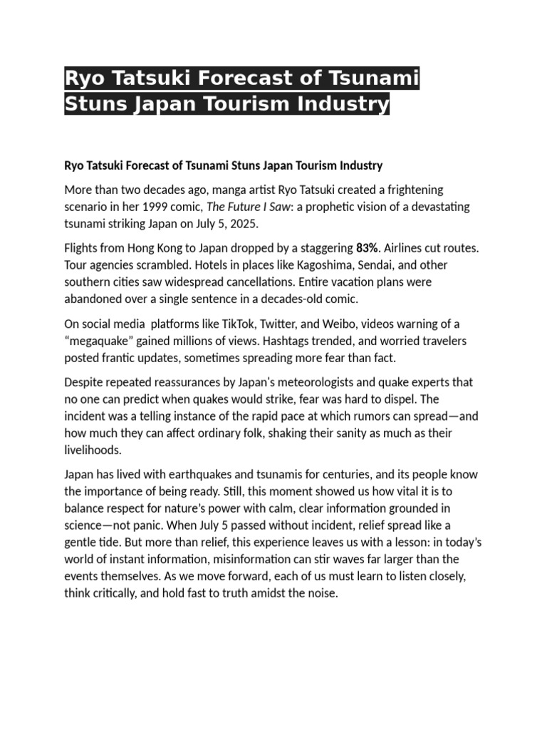 Ryo Tatsuki's Tsunami Prediction Impact | PDF