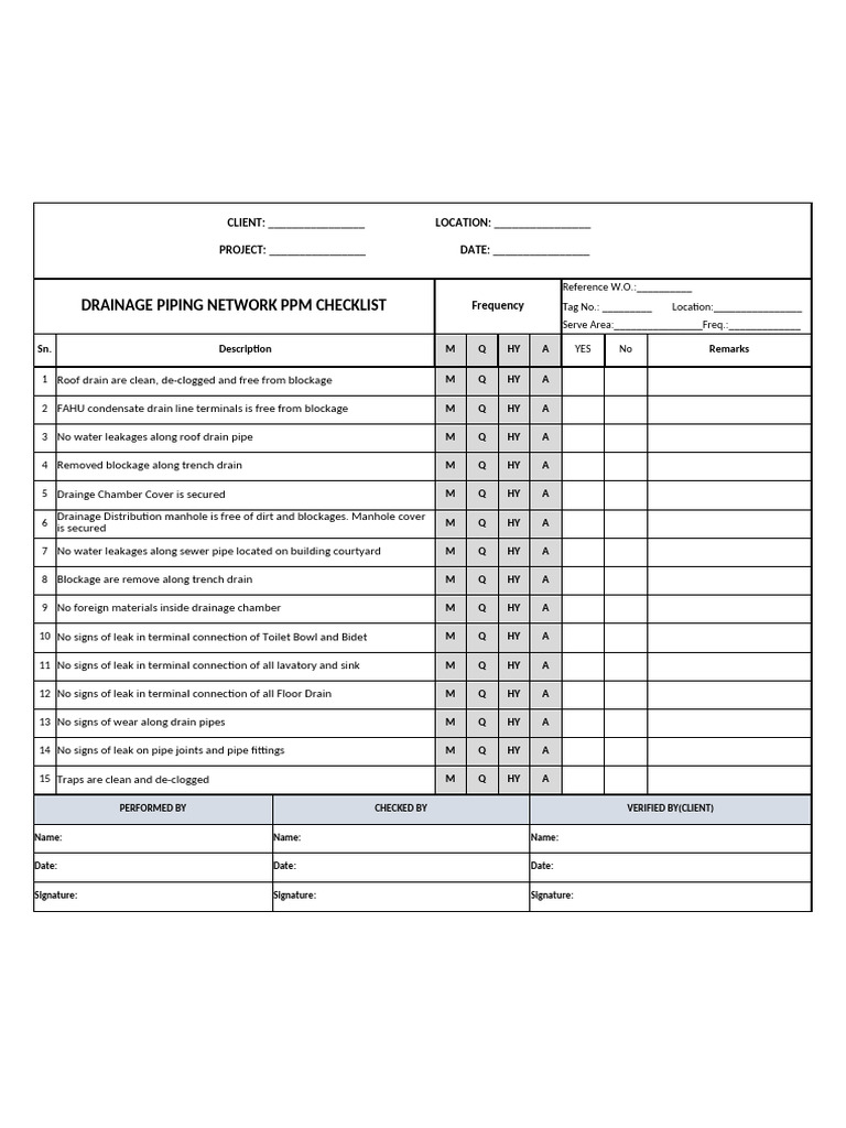 Drainage Piping Network Checklist | PDF | Hydrology And Urban Planning ...